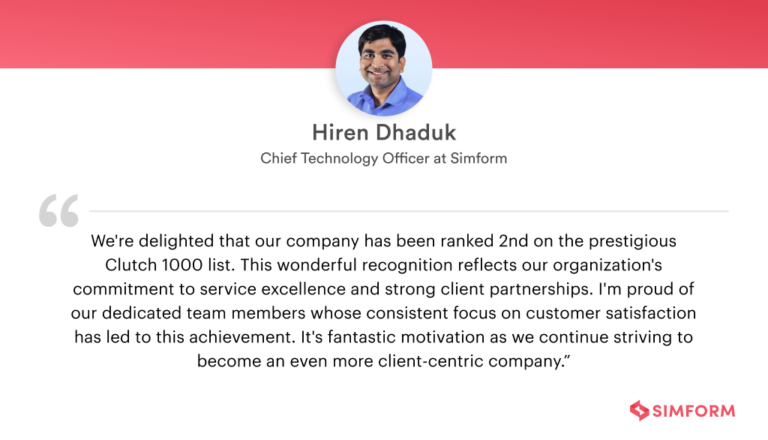 Simform Ranks #2 Worldwide Among Clutch's Top B2B Service Providers of 2023
